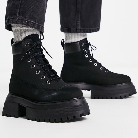 Timberland | Shoes | New Timberland Black Nubuck Suede Sky Lug Sole ...